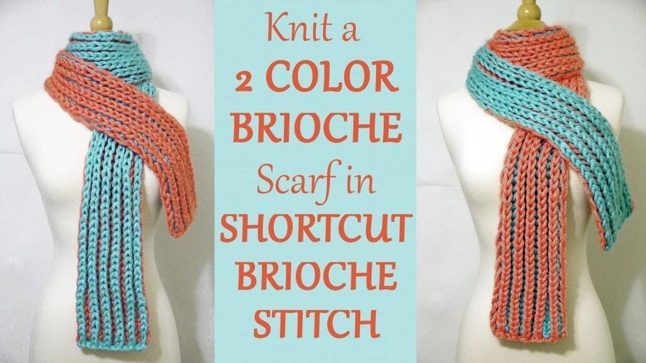 Easy 2 Color Brioche Scarf - Learn SHORTCUT 2 Color Brioche Stitch ...