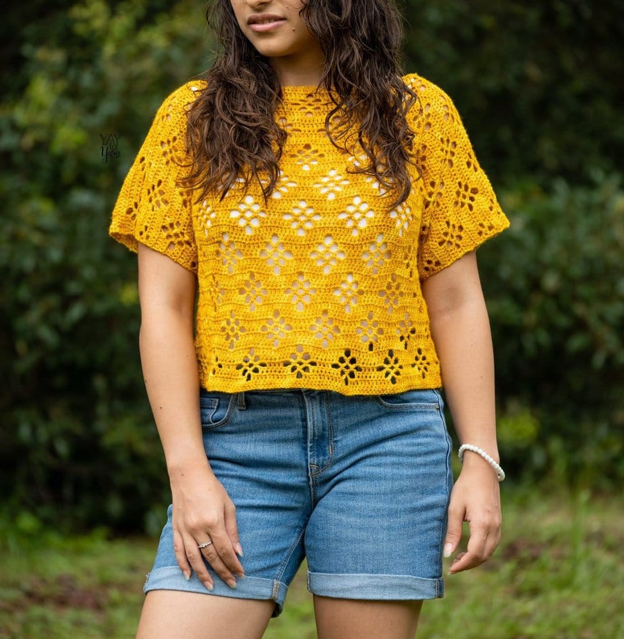 FREE Crochet Lace Top Pattern & Video Tutorial - Daisy Tee - Plus Size ...
