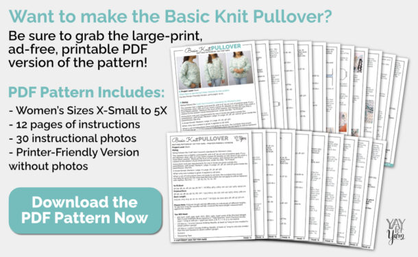 Basic Knit Pullover - Free Sweater Knitting Pattern - Yay For Yarn